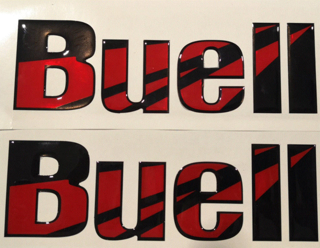 Replica 2 Adesivi Resinati Sticker 3D BUELL Serbatoio rosso cromo e ... Replica 2 Adesivi Resinati Sticker 3D BUELL Serbatoio rosso cromo e ...